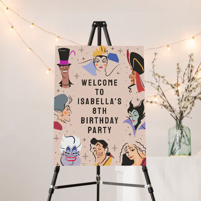 Disney Villains Birthday - Pink - Welcome Foam Board | Zazzle