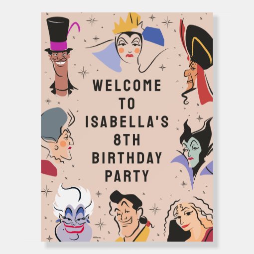 Disney Villains Birthday - Pink - Welcome Foam Board | Zazzle
