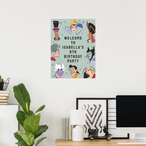 Disney Villains Birthday - Sage Green - Welcome Poster | Zazzle