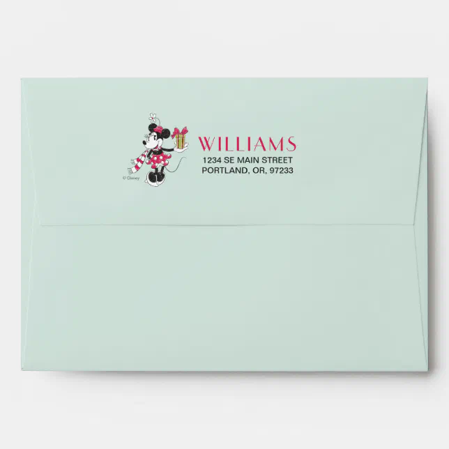 Disney | Vintage Holiday Minnie Envelope | Zazzle
