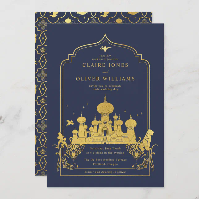 Disney's Aladdin Gold Wedding Invitation | Zazzle
