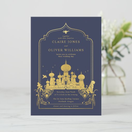 Disney's Aladdin Gold Wedding Invitation | Zazzle
