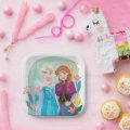 Disney's Anna & Elsa Frozen Floral Girls Birthday Paper Plates | Zazzle