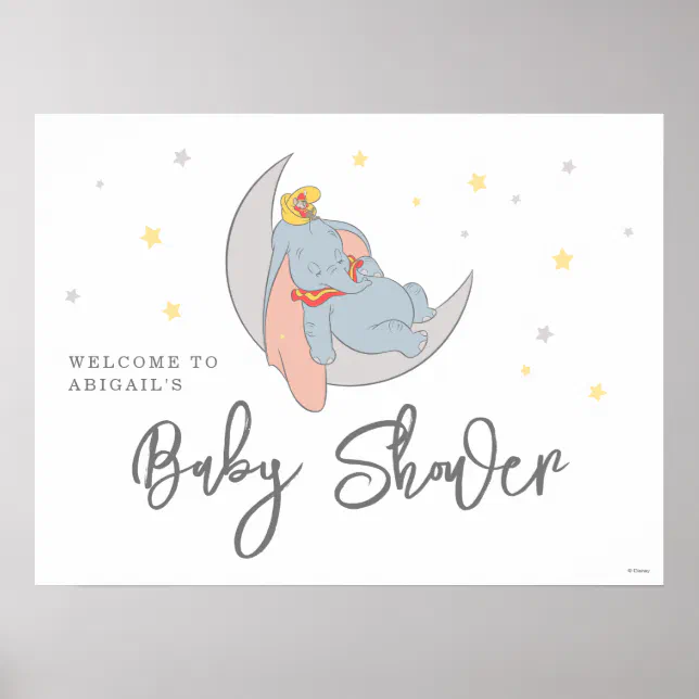 Disney's Dumbo | Over the Moon - Baby Shower Poster | Zazzle