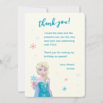 Disney's Elsa from Frozen Floral Girls Birthday Thank You Card | Zazzle