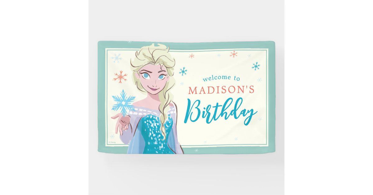 Disney's Elsa from Frozen Welcome Girls Birthday Banner | Zazzle