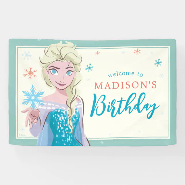 Disney's Elsa from Frozen Welcome Girls Birthday Banner | Zazzle