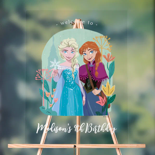 Disney's Frozen Anna & Elsa Birthday Welcome Acrylic Sign | Zazzle