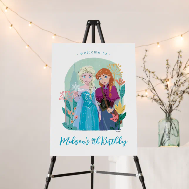 Disney's Frozen Anna & Elsa Birthday Welcome Foam Board | Zazzle