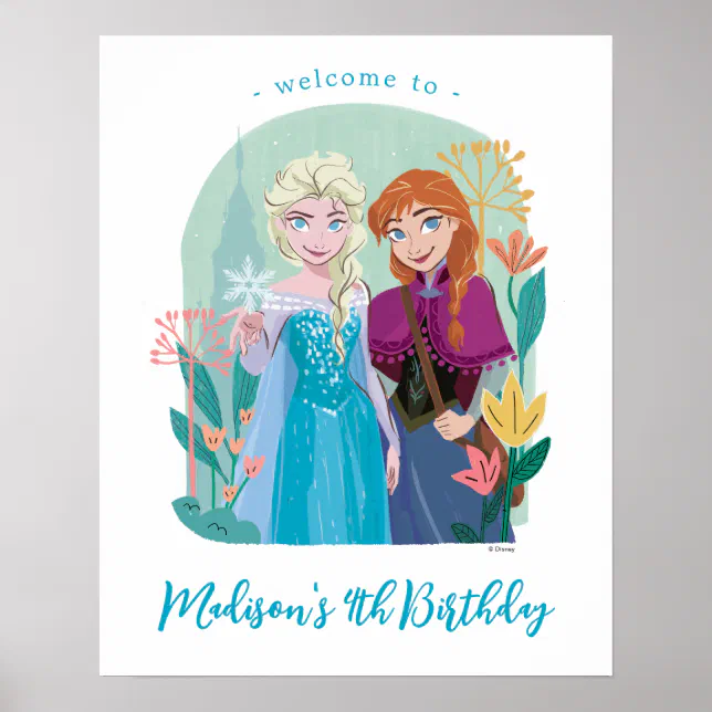 Disney's Frozen Anna & Elsa Birthday Welcome Poster | Zazzle