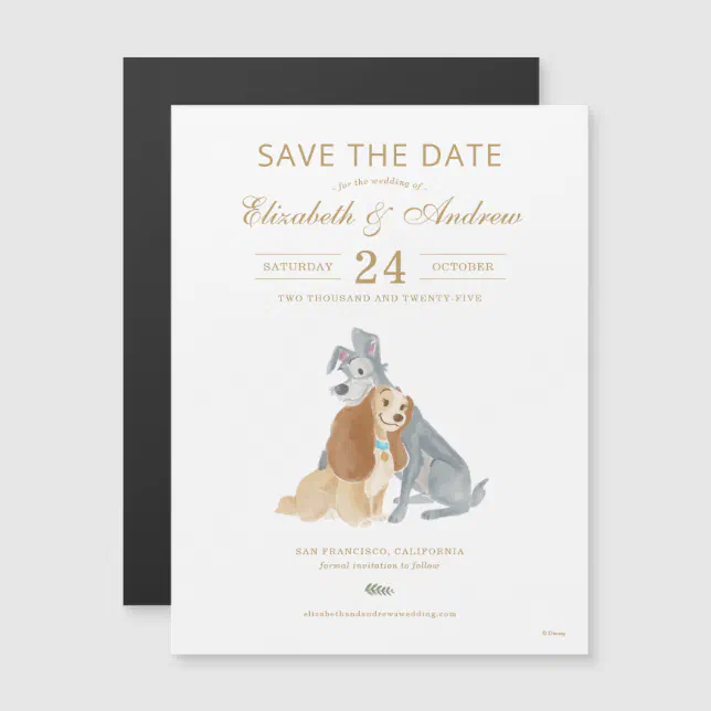 Disney's Lady and the Tramp Save the Date Magnetic Invitation | Zazzle