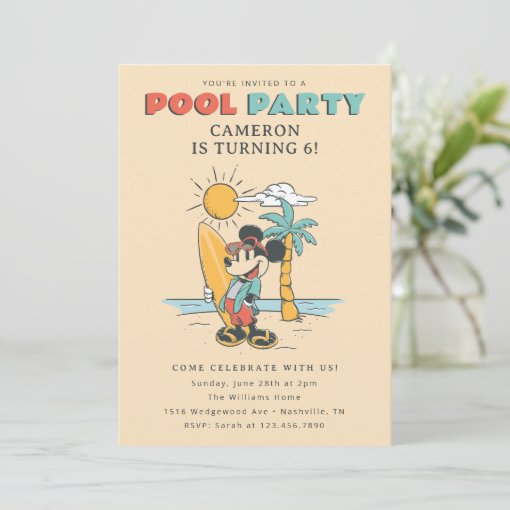 Disney's Mickey Mouse | Summer Pool Party Birthday Invitation | Zazzle