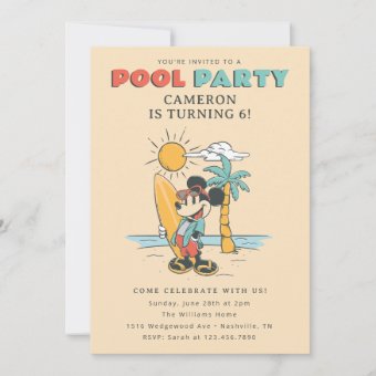 Disney's Mickey Mouse | Summer Pool Party Birthday Invitation | Zazzle