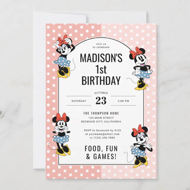 Disney's Minnie Mouse | Girl Birthday Invitation | Zazzle