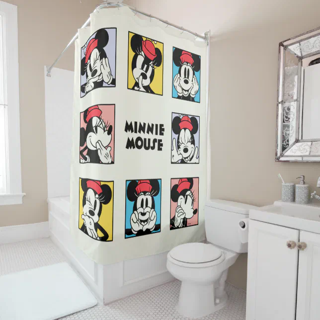 Disney's Minnie Mouse Grid Shower Curtain | Zazzle