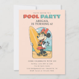 Disney's Minnie Mouse | Summer Pool Party Birthday Invitation | Zazzle