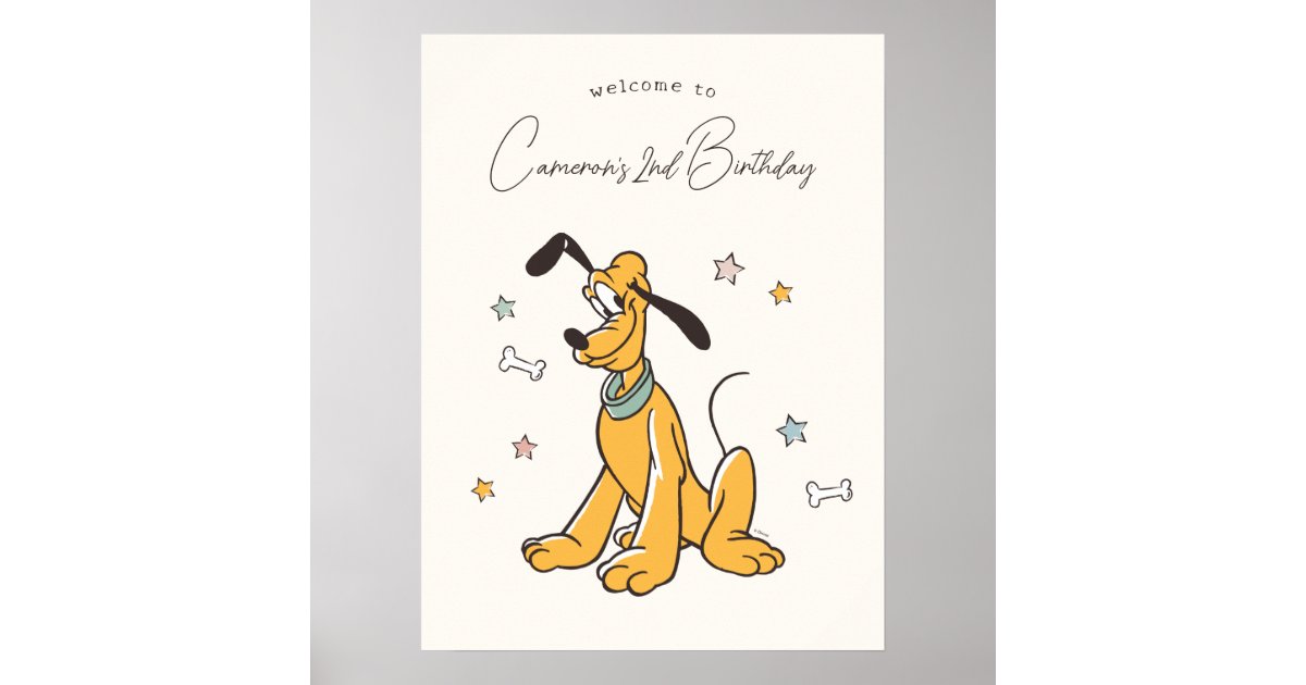 Disney's Pluto Birthday Welcome Poster | Zazzle