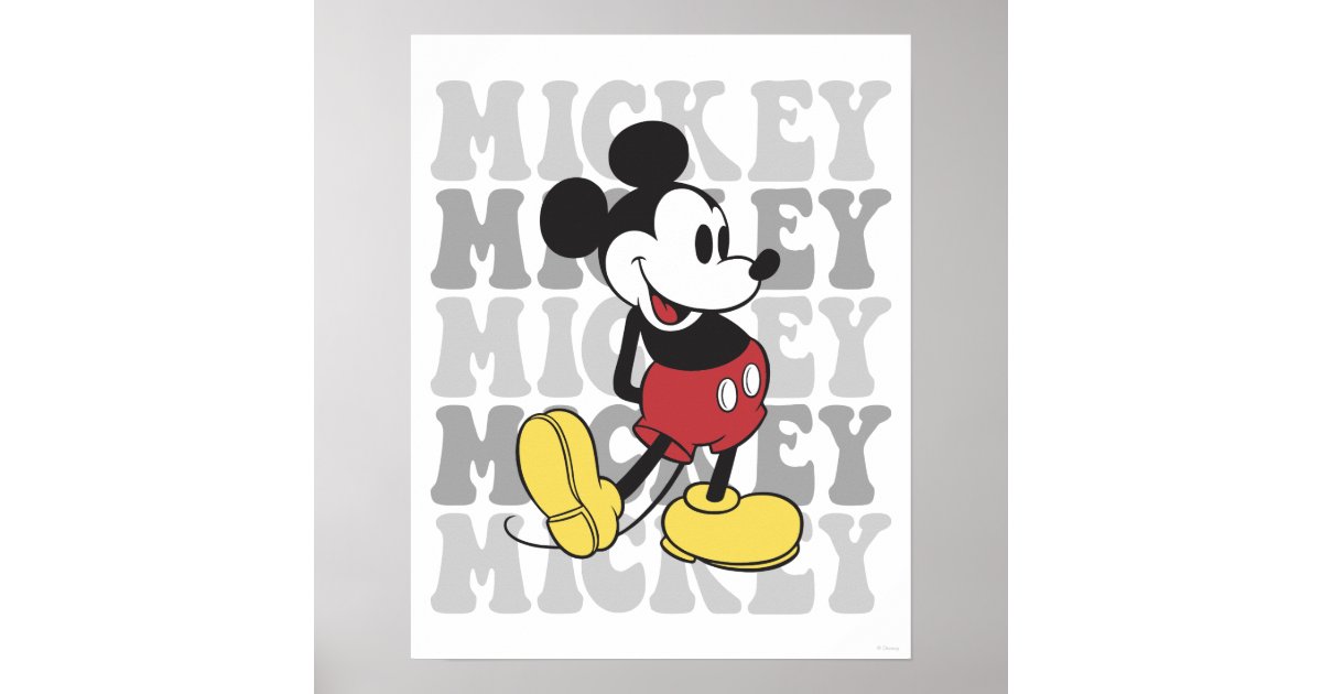 Disney's Retro Mickey Mouse Graphic Poster | Zazzle