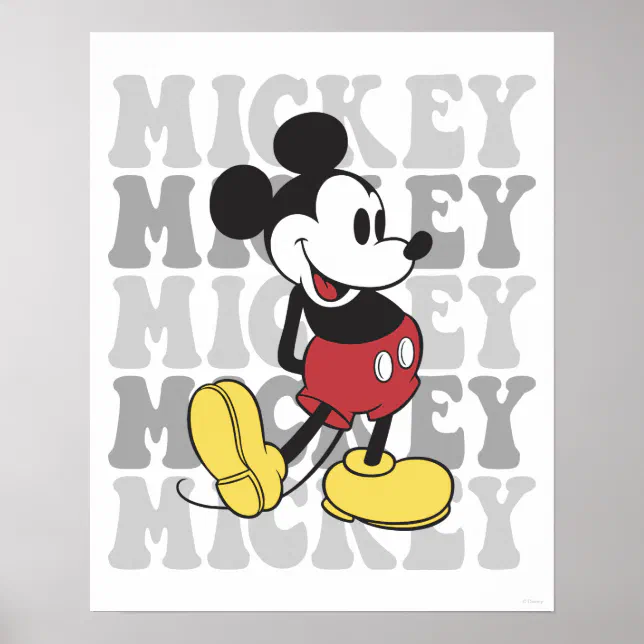 Disney's Retro Mickey Mouse Graphic Poster | Zazzle