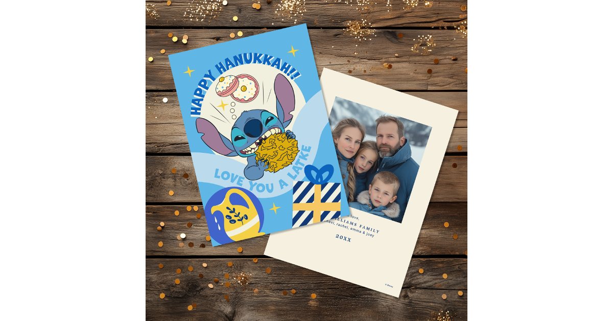 Disney's Stitch | Hanukkah Love you a Latke Photo Holiday Card | Zazzle