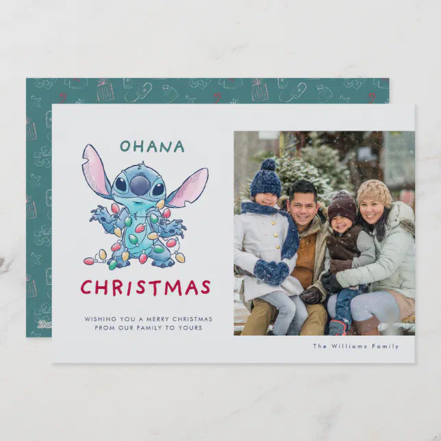 Disney's Stitch | Ohana Christmas Photo Holiday Card | Zazzle