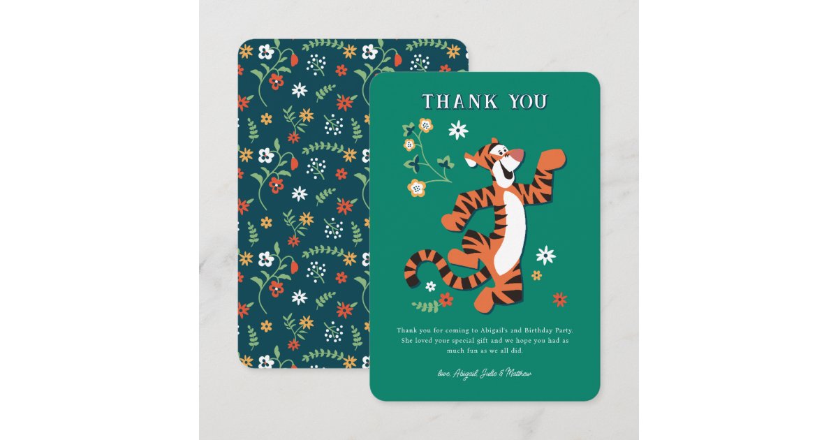 Disney's Tigger Whimsical Birthday Thank You Card | Zazzle