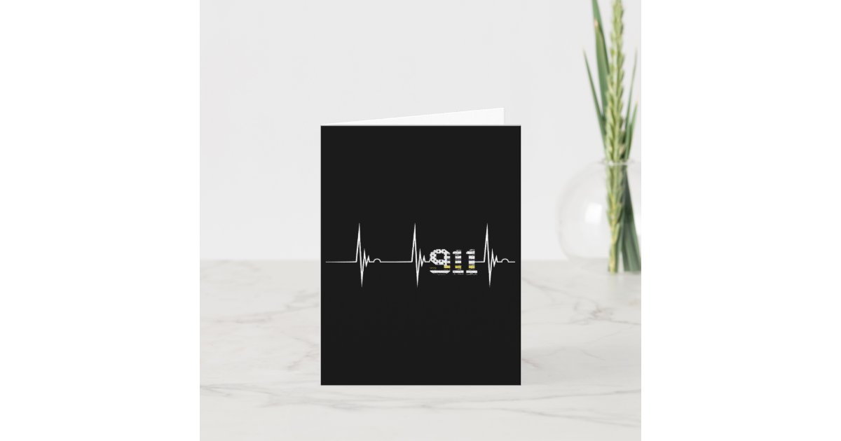 Dispatcher 911 Vintage Usa Flag Heartbeat Ekg Puls Card | Zazzle