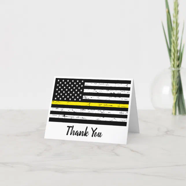 Dispatcher Appreciation Thin Yellow Line Thank You Card | Zazzle