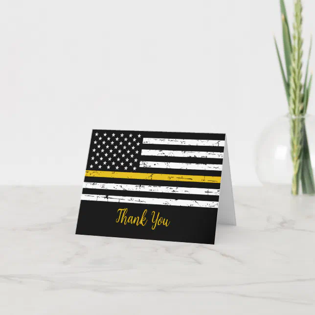 Dispatcher Appreciation Thin Yellow Line Thank You Card | Zazzle