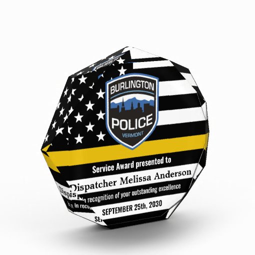 Dispatcher Custom Department Logo Gold Line Acrylic Award | Zazzle