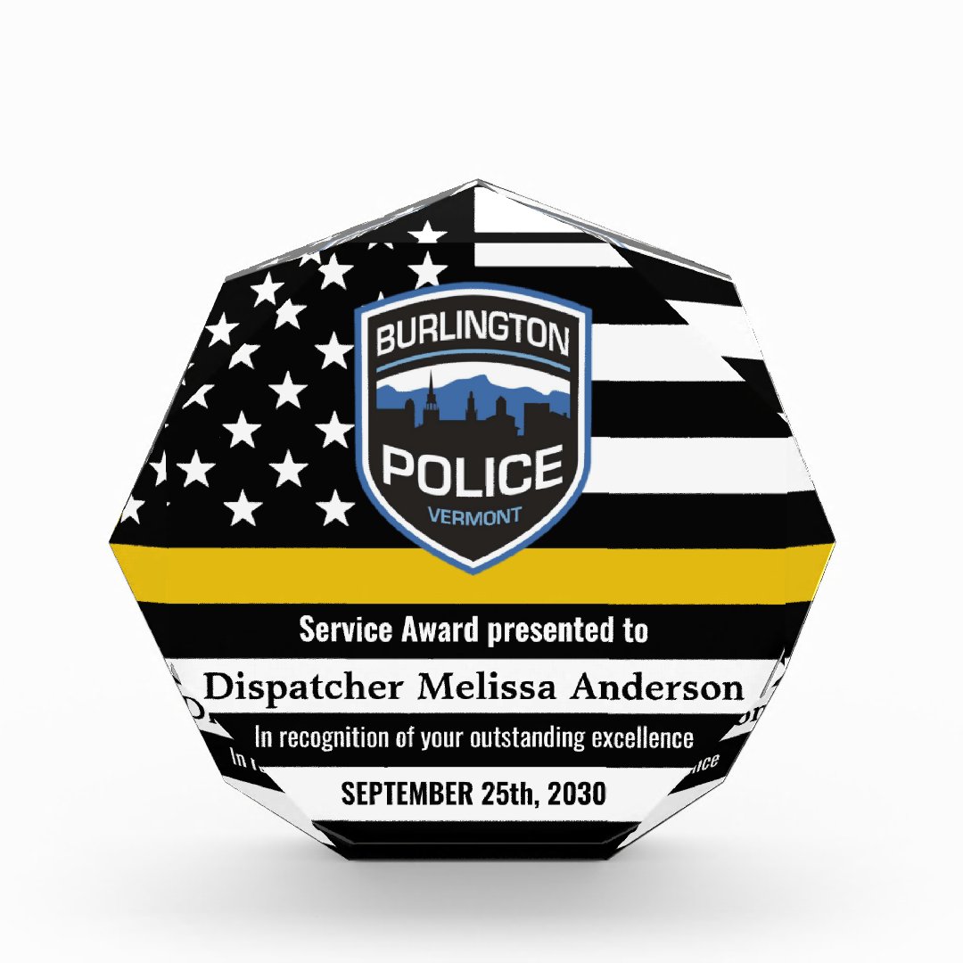 Dispatcher Custom Department Logo Gold Line Acrylic Award | Zazzle