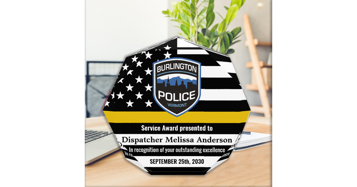 Dispatcher Custom Department Logo Gold Line Acrylic Award | Zazzle