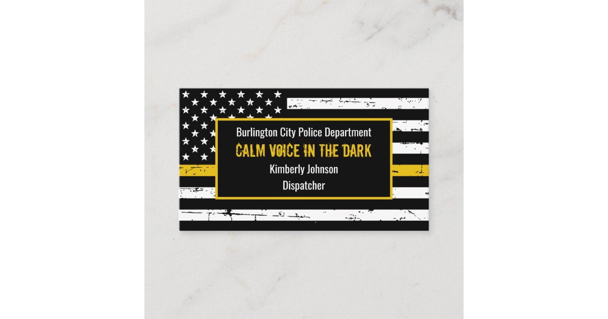 Dispatcher Fire Police Thin Yellow Line Business Card | Zazzle
