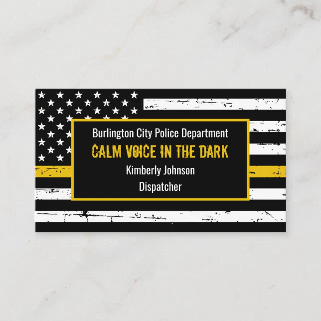 Dispatcher Fire Police Thin Yellow Line Business Card | Zazzle
