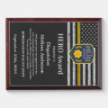 Dispatcher HERO 911 Custom Logo Thin Gold Line Award Plaque | Zazzle