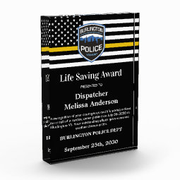 Dispatcher Life Saving Department Custom Logo Acrylic Award | Zazzle