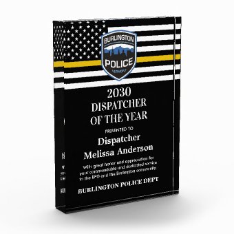 Dispatcher Of The Year Department Custom Logo Acrylic Award | Zazzle