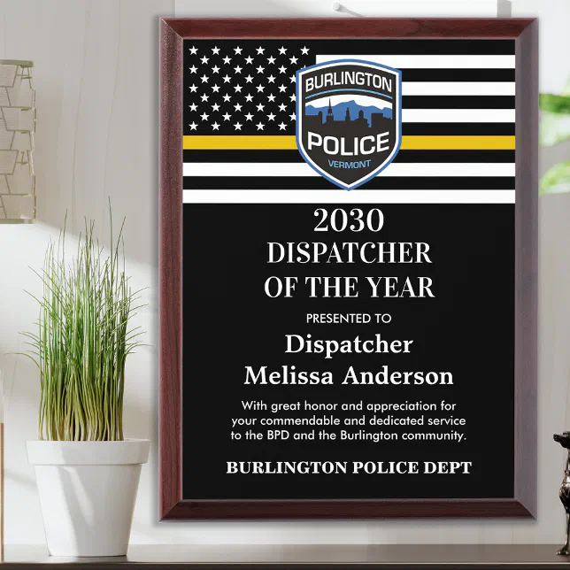 Dispatcher Of The Year Department Custom Logo Award Plaque | Zazzle