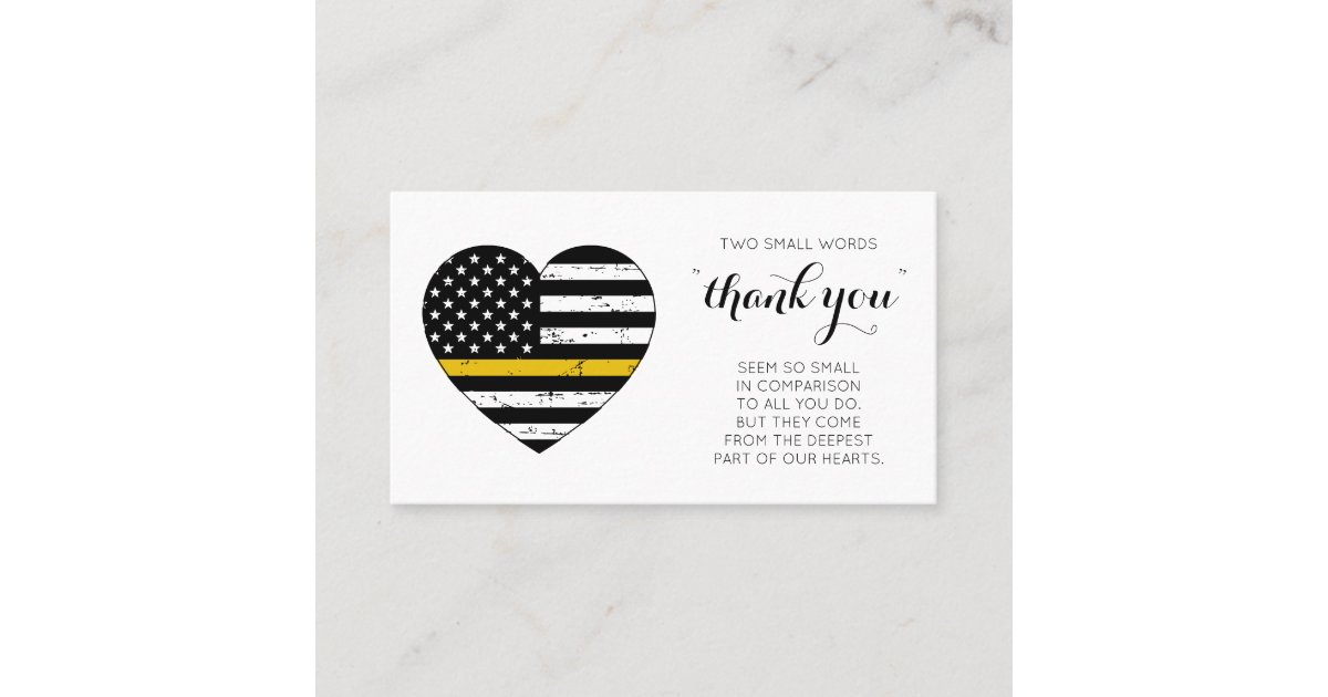 Dispatcher Police 911 Thin Gold Line Thank You Business Card | Zazzle