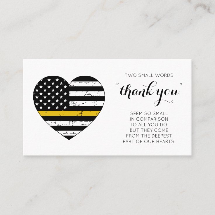 Dispatcher Police 911 Thin Gold Line Thank You Business Card | Zazzle