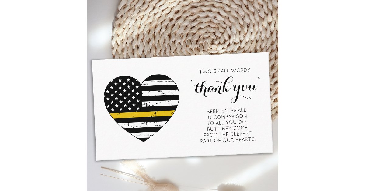 Dispatcher Police 911 Thin Gold Line Thank You Business Card | Zazzle