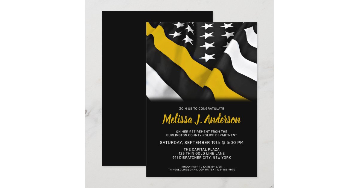 Dispatcher Retirement Personalized Thin Gold Line Invitation | Zazzle
