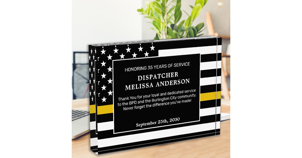 Dispatcher Retirement Thin Gold Line Acrylic Award | Zazzle