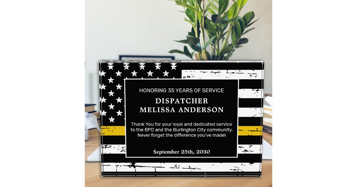 Dispatcher Retirement Years Service Thin Gold Line Acrylic Award | Zazzle