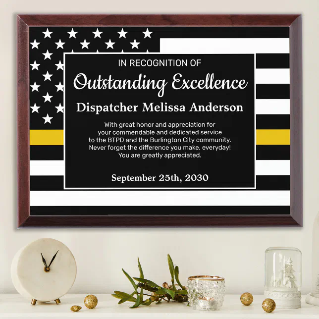 Dispatcher Service Public Safety Excellence Award Plaque | Zazzle