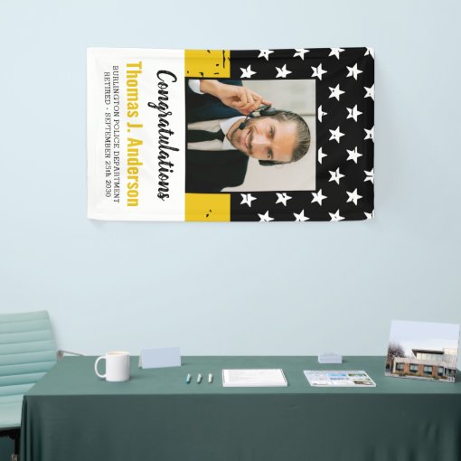Dispatcher Thin Gold Line Custom Photo Retirement Banner | Zazzle