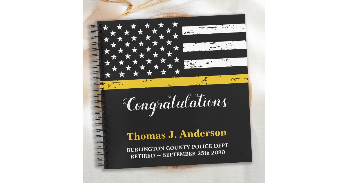 Dispatcher Thin Gold Line Flag Retirement Guest Notebook | Zazzle