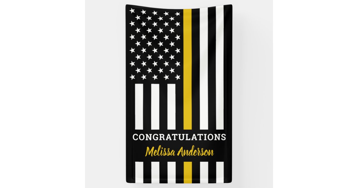 Dispatcher Thin Gold Line Flag Retirement Party Banner | Zazzle