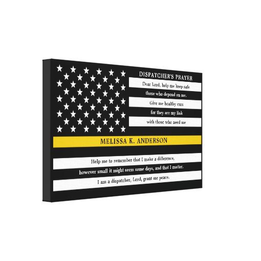 Dispatcher's Prayer Personalized Thin Gold Line Canvas Print | Zazzle