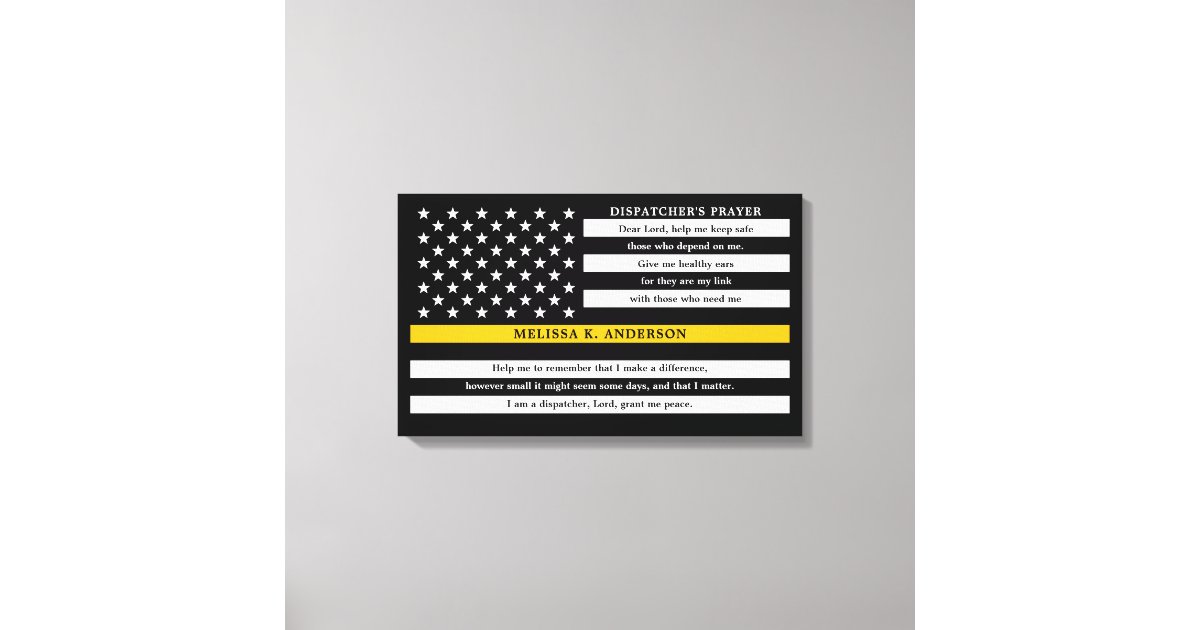 Dispatcher's Prayer Personalized Thin Gold Line Canvas Print | Zazzle